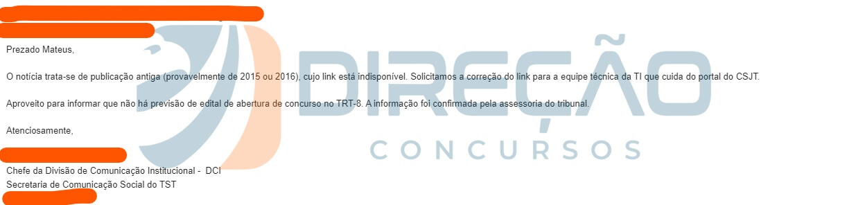 Concurso TRT 8: novo edital depende de recursos, afirma assessoria