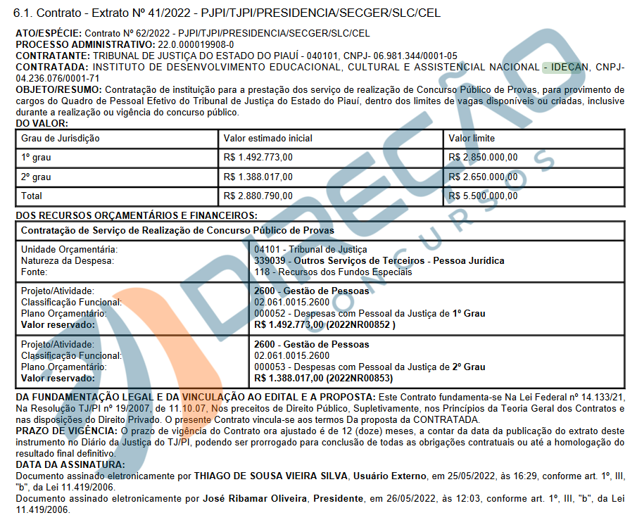 Concurso TJ PI: contrato com Idecan é assinado; edital até junho ... Concurso TJ PI: contrato com Idecan é assinado; edital até junho ...