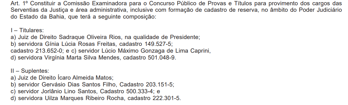 Concurso TJ BA: comissão formada para novo edital; confira! | Direção ... Concurso TJ BA: comissão formada para novo edital; confira! | Direção ...